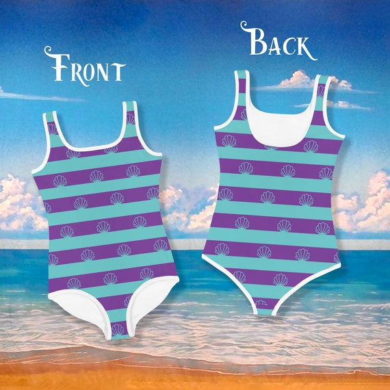 Little Mermaid Seashells All-over Print Kids Swimsuit - Etsy
