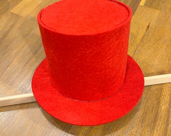 Red Vinyl Tall Top Hat Circus Ringleader Steampunk Mad Hatter Wedding ...