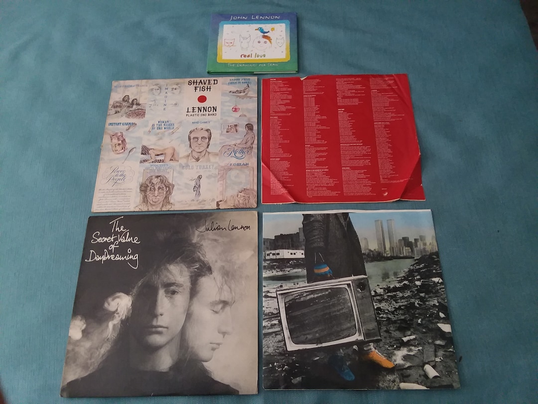 Vintage Beatles Lennon Lot / 2 Lp's / John Lennon Shaved Fish / Julian ...