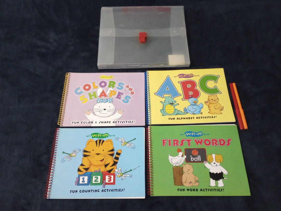 Vintage Lot of 4 My Wipe off Book-first Words-colors and Shapes ...