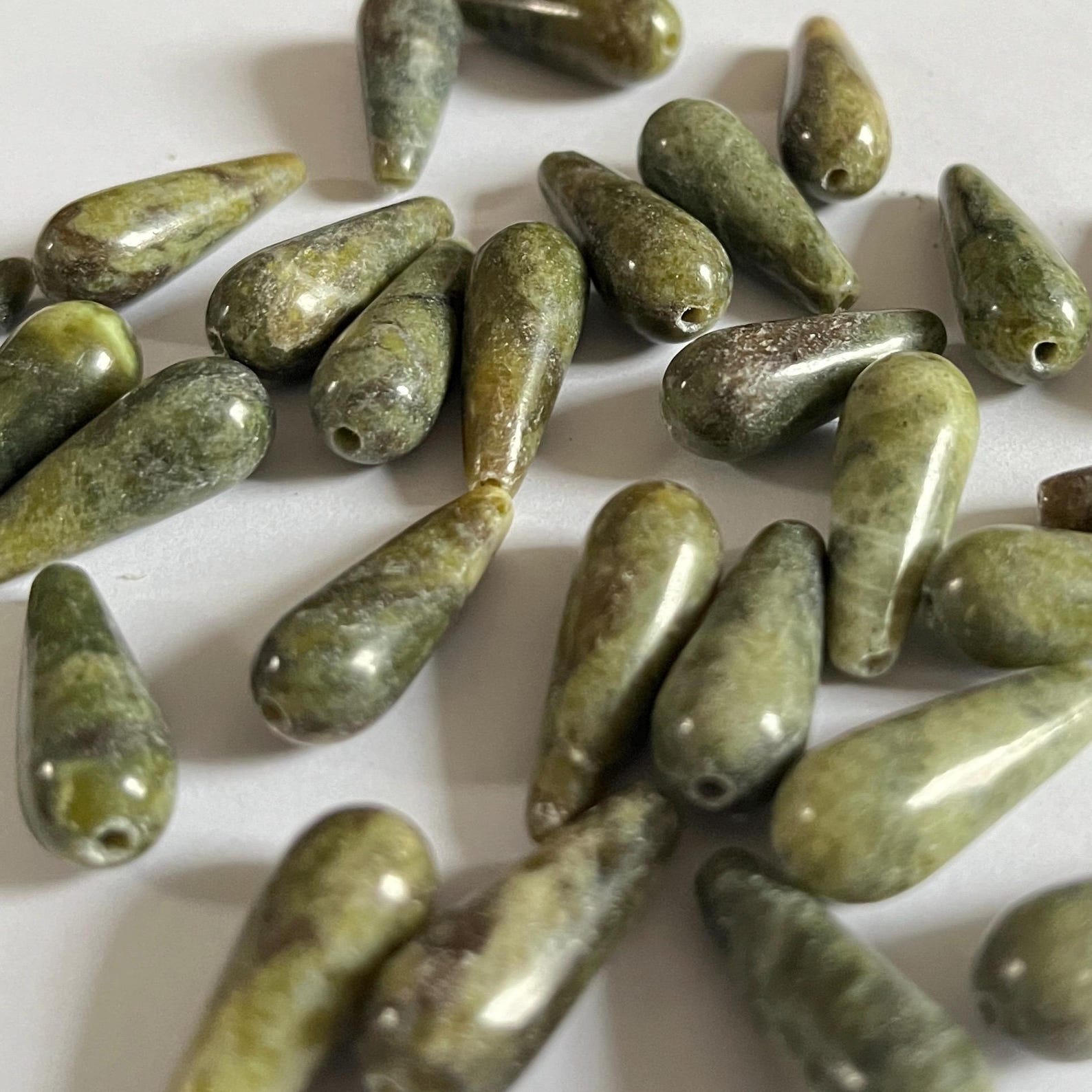 5 Connemara Marble Teardrop Beads. Earrings and Pendant Pieces. Large ...