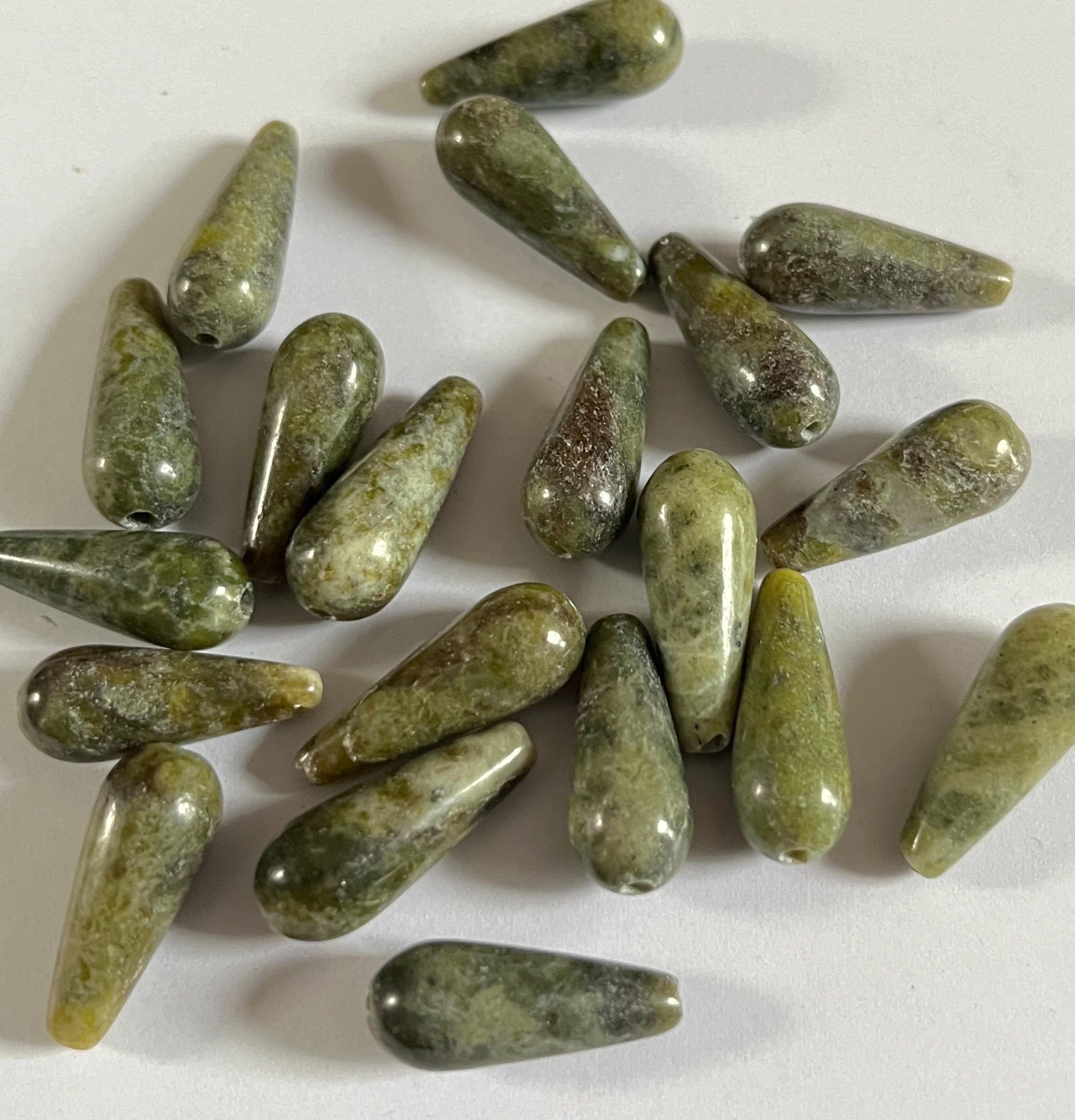 5 Connemara Marble Teardrop Beads. Earrings and Pendant Pieces. Large ...