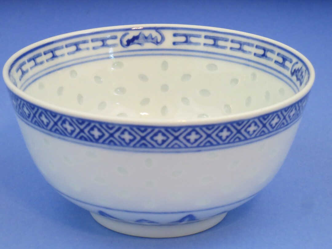 Vintage Rice Grain Pattern Bowl - Etsy