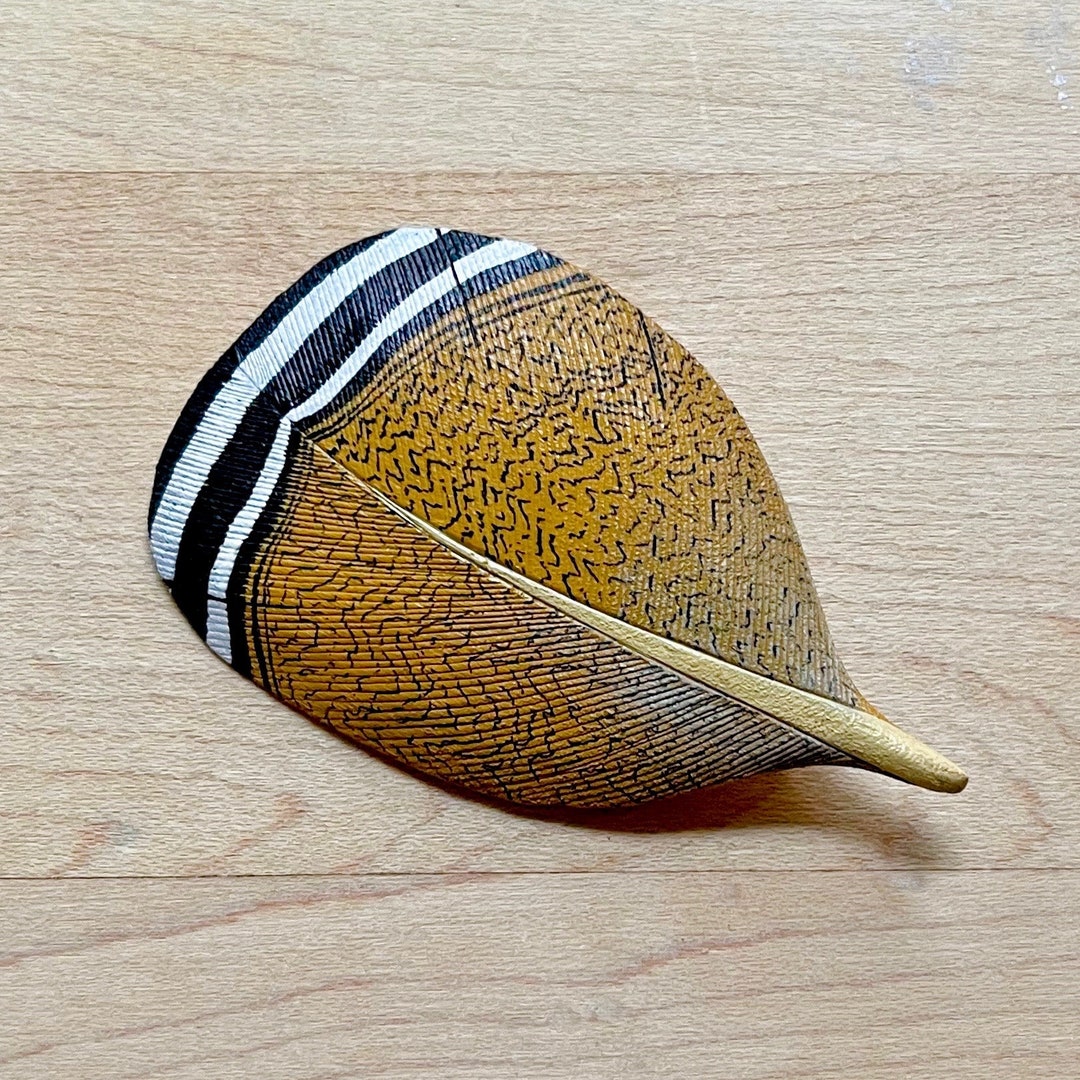 Vintage Handpainted Wood Drake Duck Feather Brooch, Duck Brooch Pin ...
