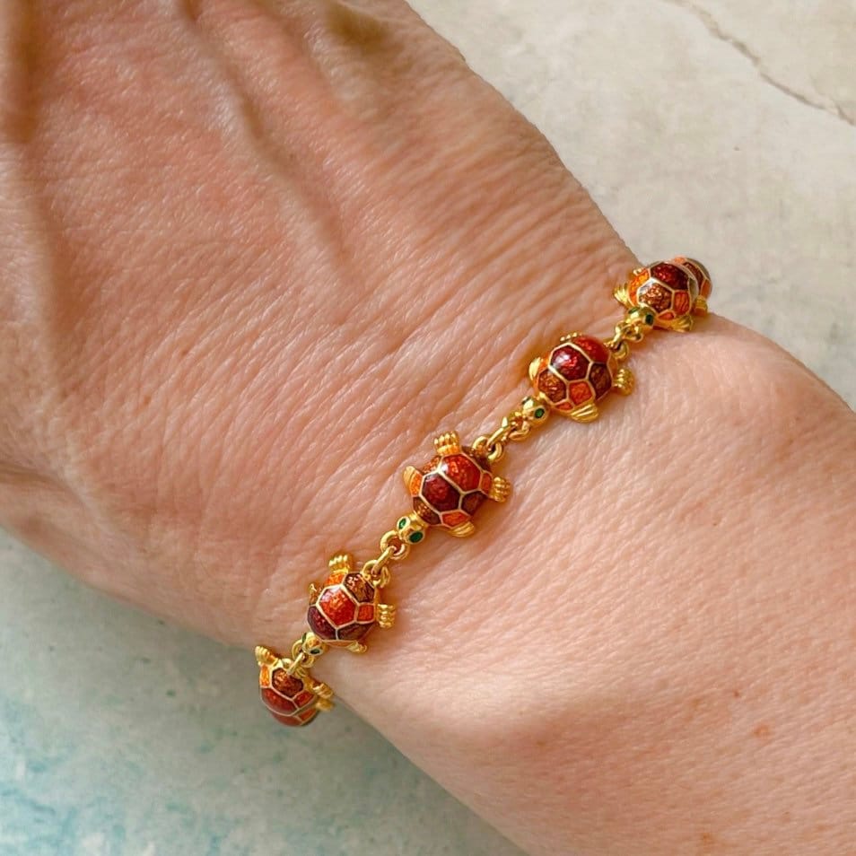Vintage Joan Rivers Gold Tone Enamel Tortoise and Hare Link Bracelet ...