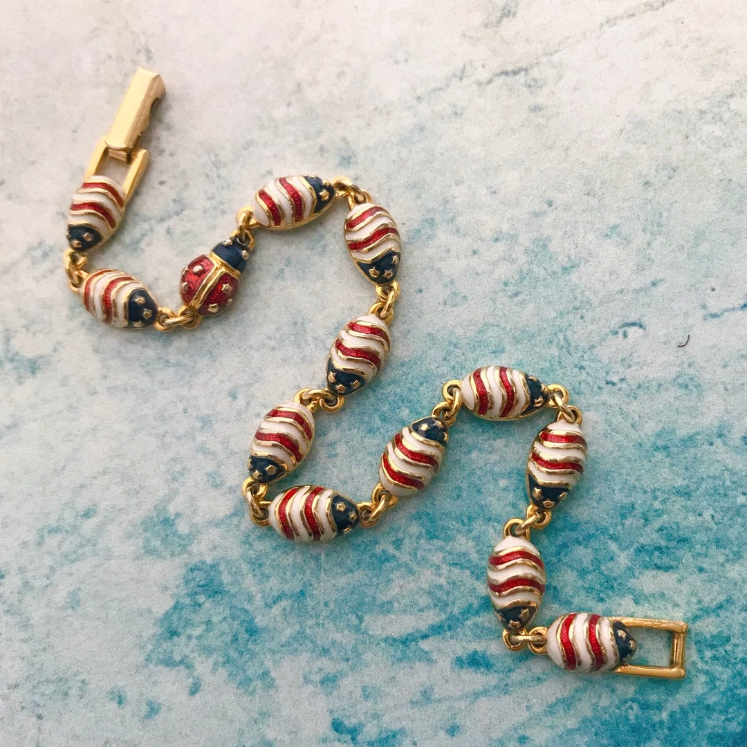 Vintage Joan Rivers Signed Gold Tone Patriotic Red, White and Blue ...