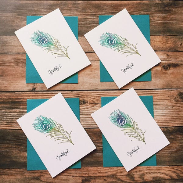 Feather Cards - Etsy