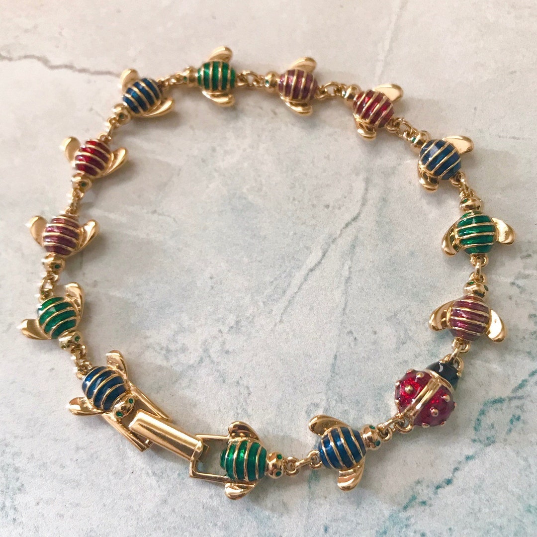 Vintage Joan Rivers Signed Gold Tone Multi-color Bee Bracelet, Joan ...