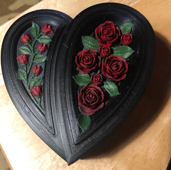 3D Printed Rose Box Hand Painted | Etsy