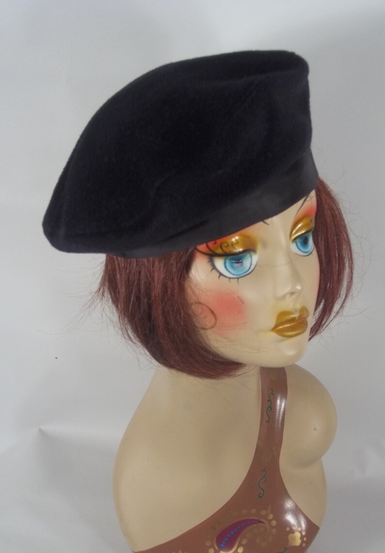 Wool beret black designer beret fashion beret vintage | Etsy