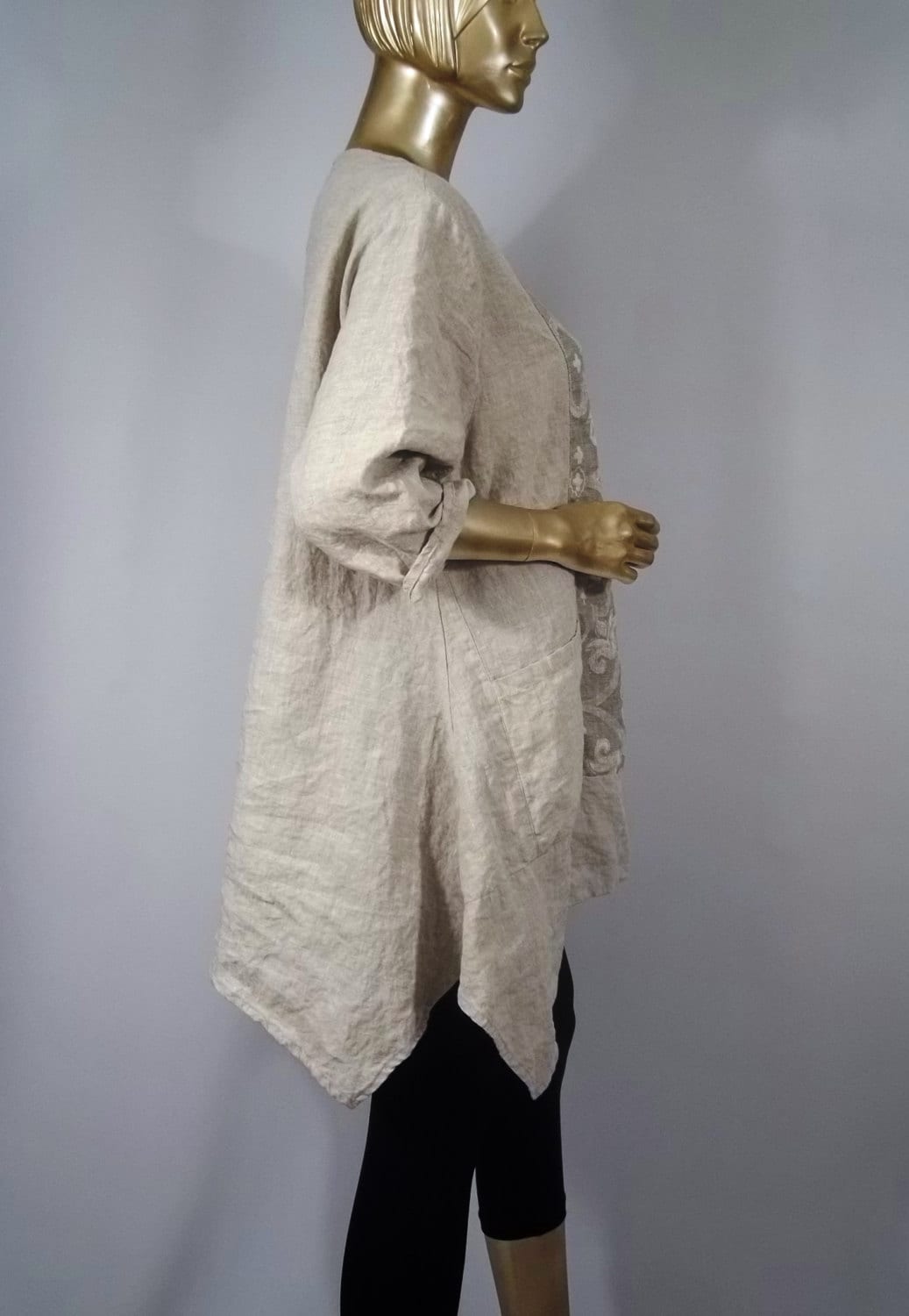 Linen Flax Washed Tunic Lagenlook Beige Plus Size - Etsy