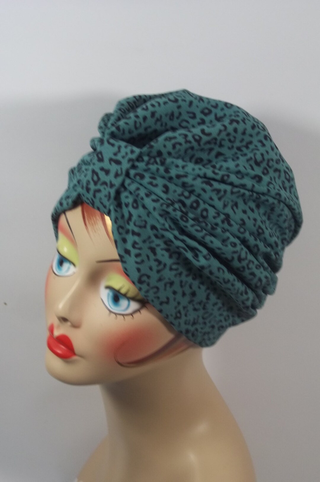 Silky Poly, Fashion, Turban, Hat, Turquoise, Animal Print, Turban ...