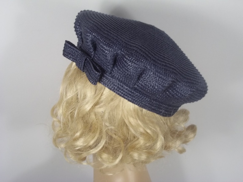 Straw Beret Blue Beret Designer Beret Bow Beret French - Etsy
