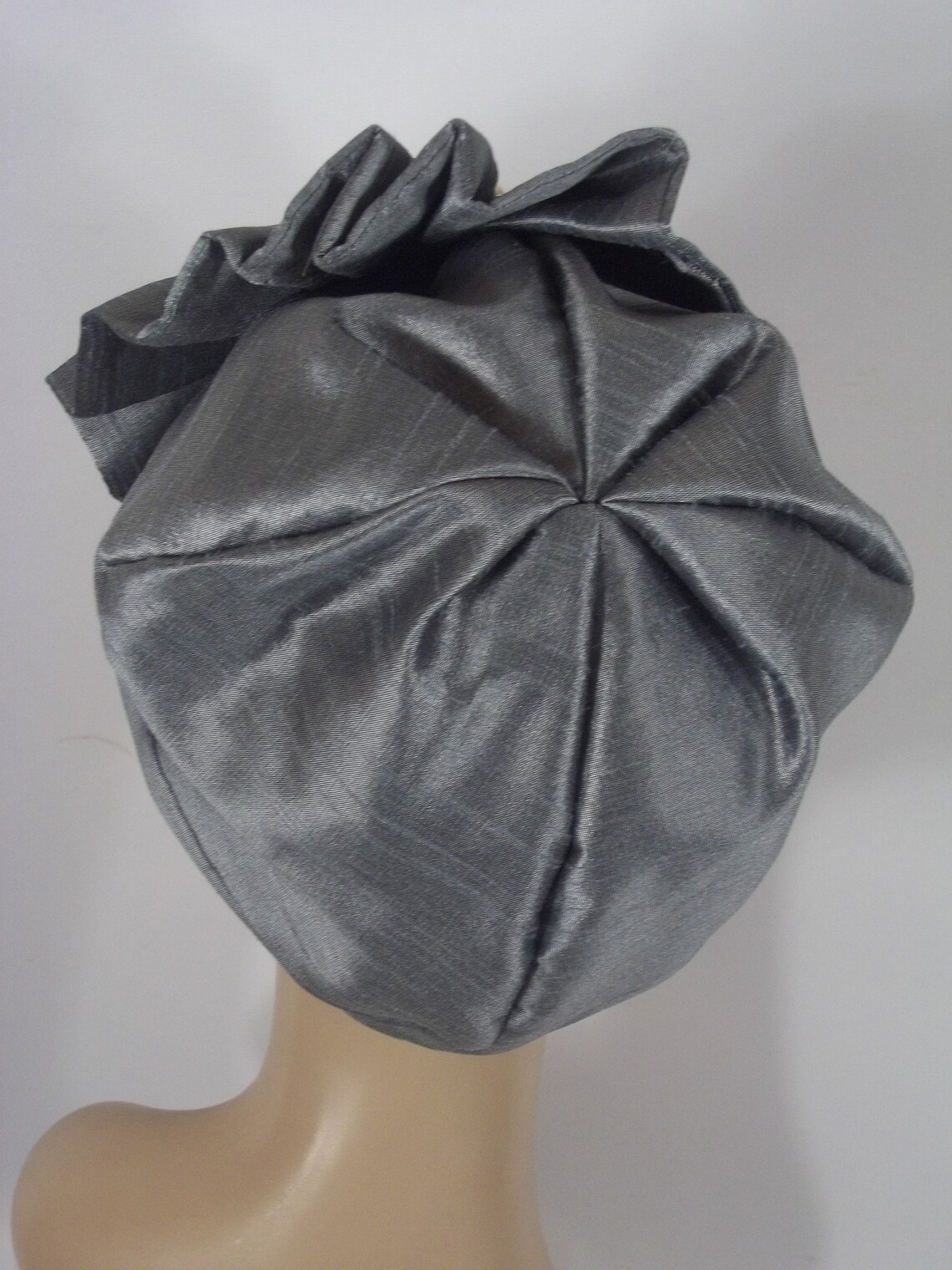 Faux Silk, Tall, High Volume, Turban, Hat, Dressy, Gray, Turban, Church ...