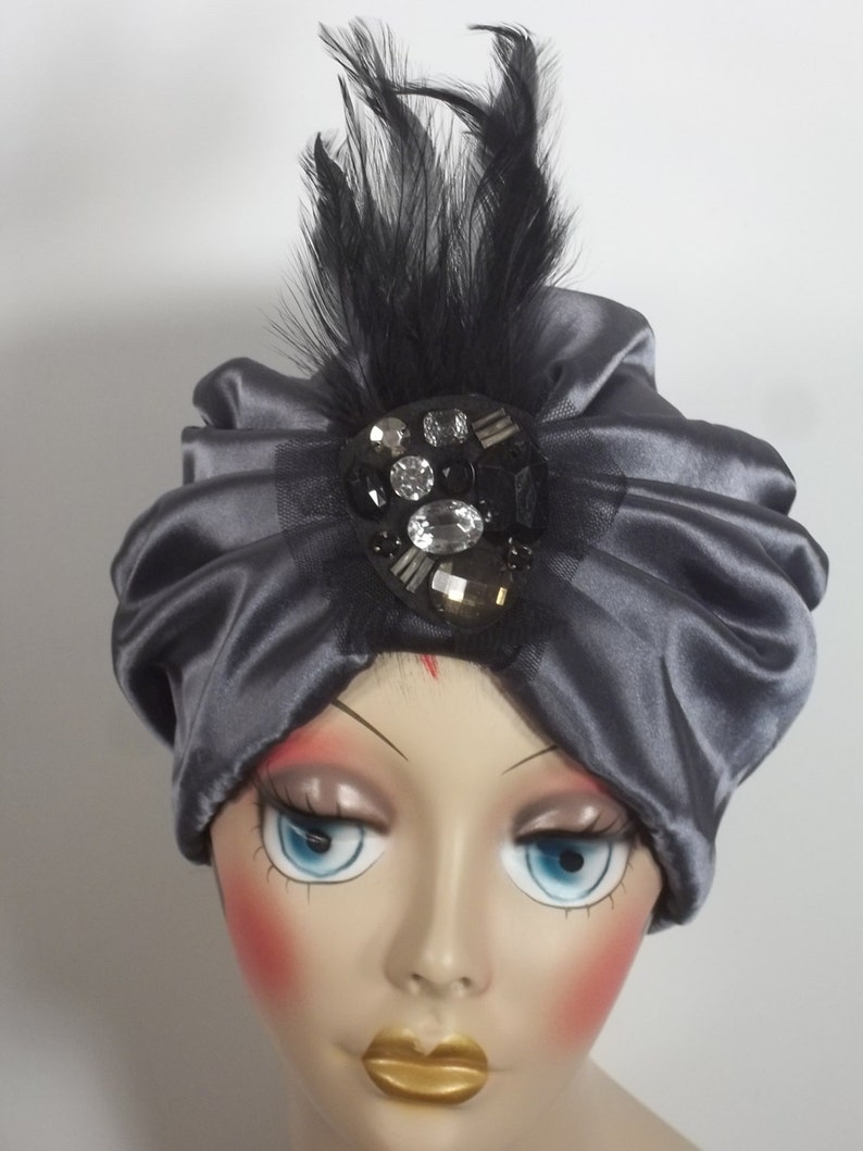 Silky Satin, Fashion, Turban, Gray, 1920s, Art Deco, Turban, Dressy ...