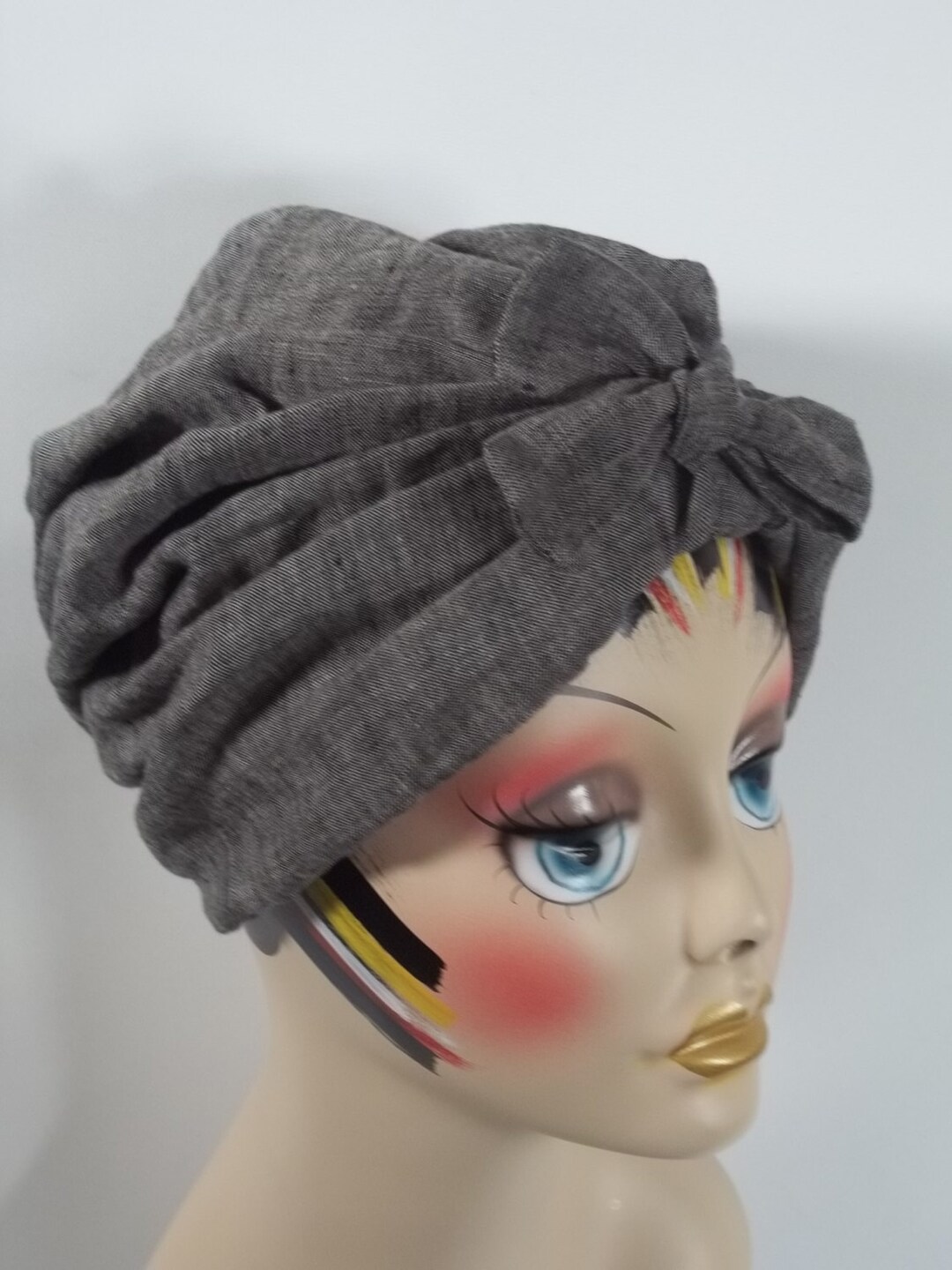 Linen, Fashion, Bow, Turban, Hat, Gray, Turban, Women, Ladies, Turban ...