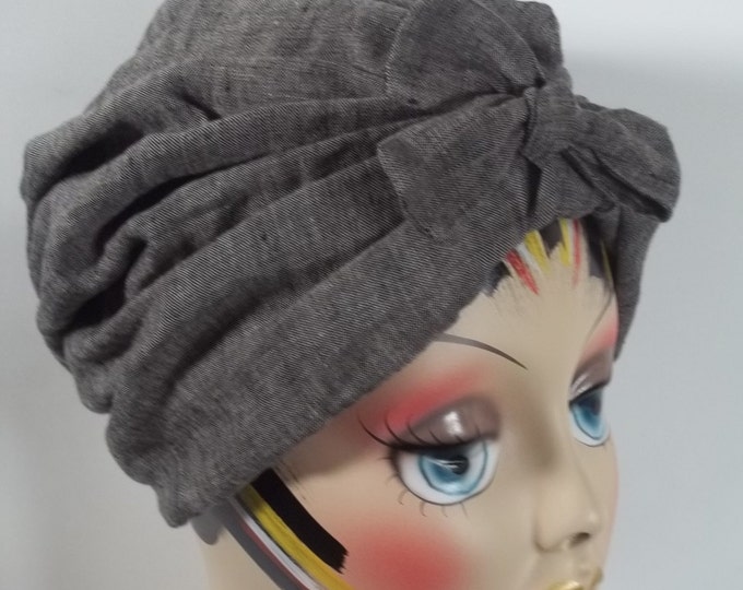 Linen, Fashion, Bow, Turban, Hat, Gray, Turban, Women, Ladies, Turban ...