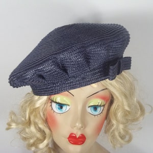 Straw Beret, Blue Beret, Designer Beret, Bow Beret, French Beret, Straw ...