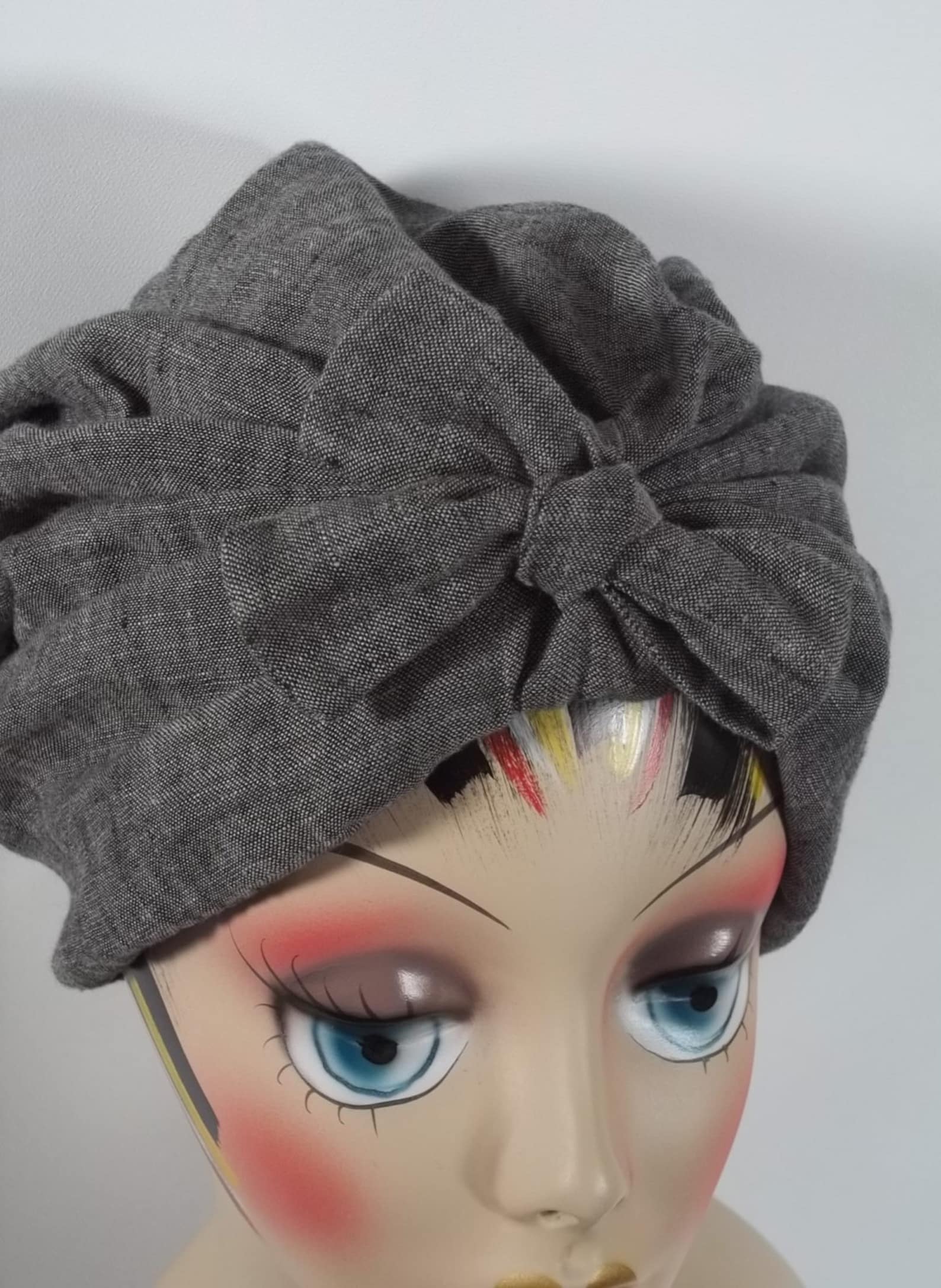 Linen, Fashion, Bow, Turban, Hat, Gray, Turban, Women, Ladies, Turban ...