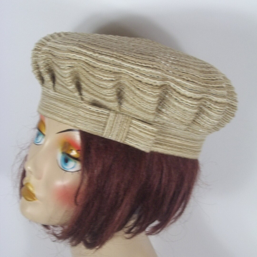 Straw Beret, Beige, Designer Beret, Bow Beret, French Beret, Straw Hat ...