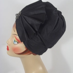 Faux Silk, Tall, High, Turban, Dressy, Black, Fashion, Turban, Church ...