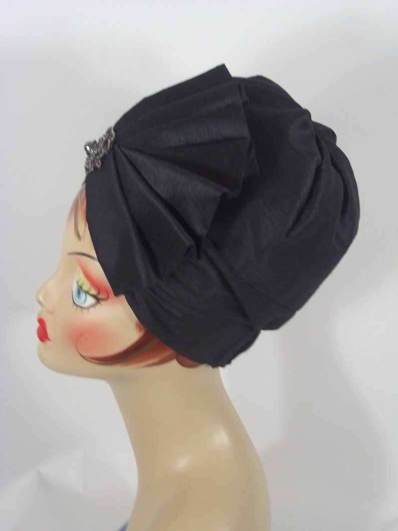 Faux Silk, Tall, High, Turban, Dressy, Black, Fashion, Turban, Church ...