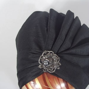 Faux Silk, Tall, High, Turban, Dressy, Black, Fashion, Turban, Church ...