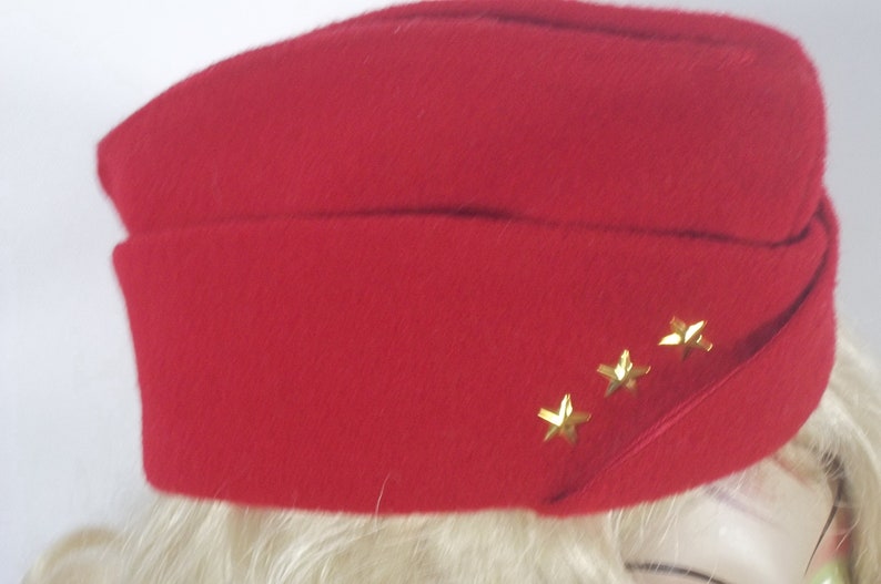 Wool 1940s Garrison Cap Hat Red Military Hat Side Cap - Etsy