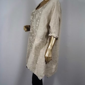 Linen, Flax, Washed, Tunic, Lagenlook, Beige, Plus Size, Tunic, Shabby ...