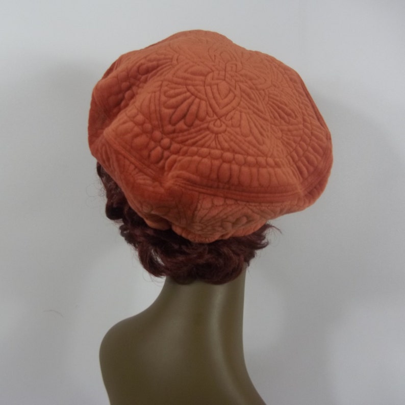 Velvet Quilted, Beret, Rust Orange, Beret, Hat, Fashion Beret, Designer ...