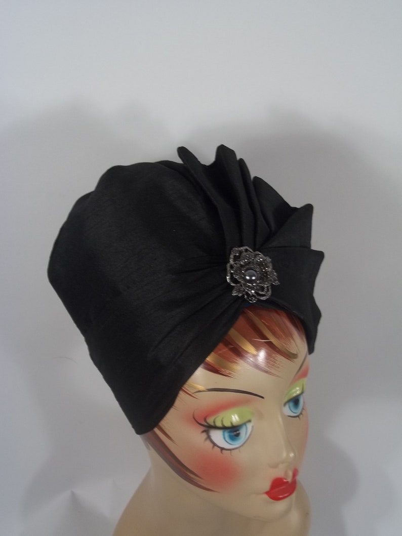 Faux Silk, Tall, High, Turban, Dressy, Black, Fashion, Turban, Church ...