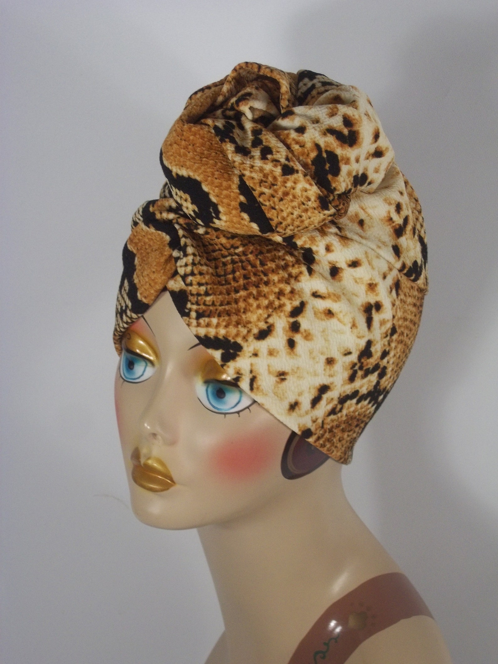 Poly Stretch Knit Snakeskin Turban Hat Women Ladies - Etsy