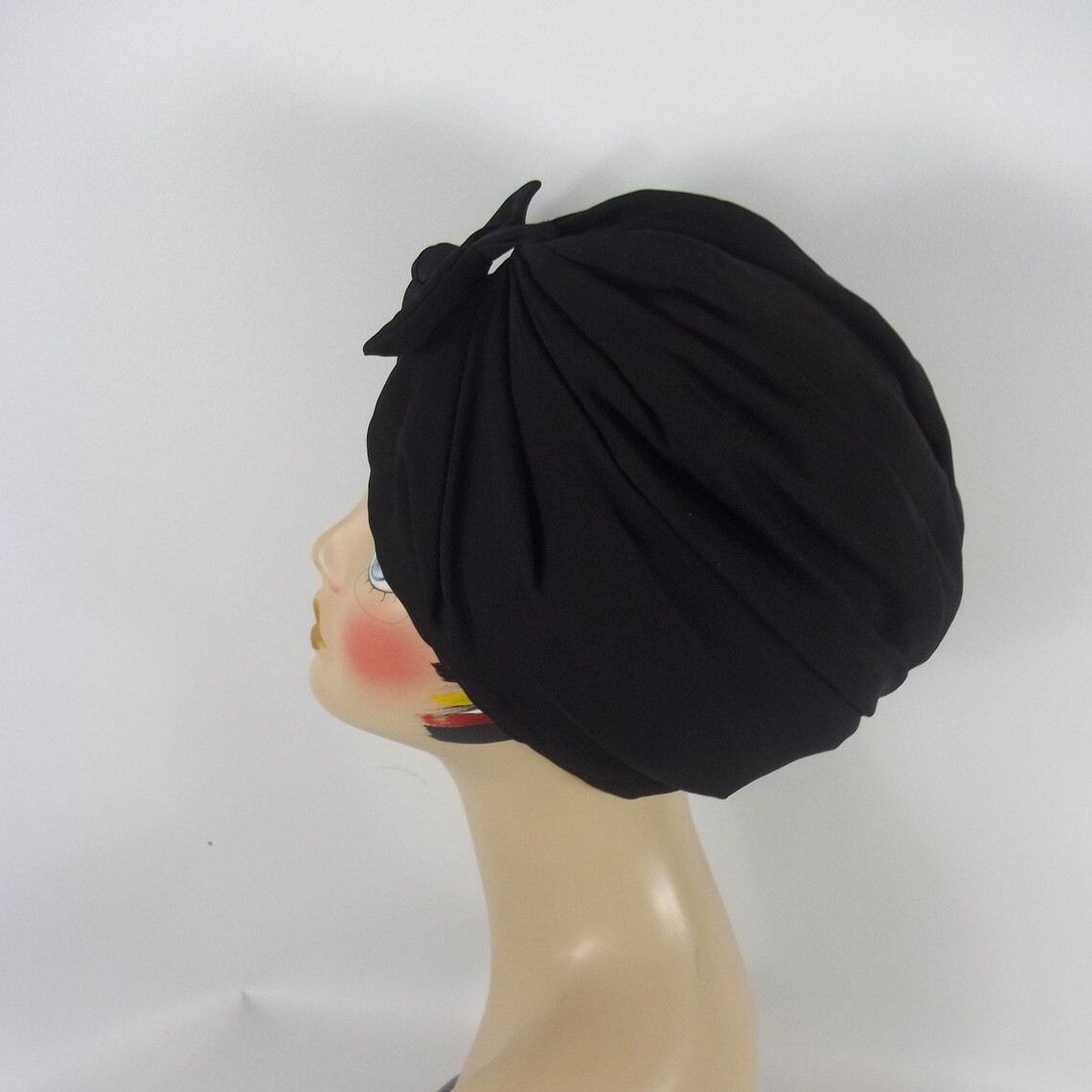 Chiffon Poly Black Turban Bow Fashion Turban Chemo - Etsy