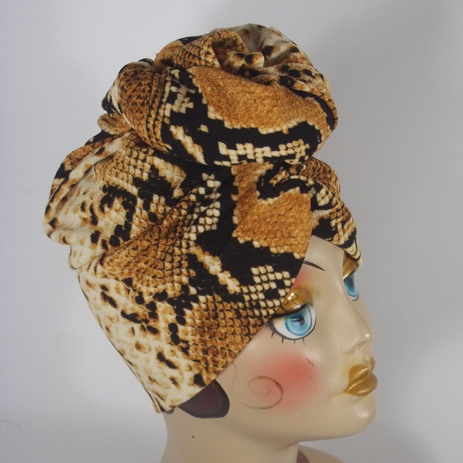 Poly Stretch Knit Snakeskin Turban Hat Women Ladies - Etsy