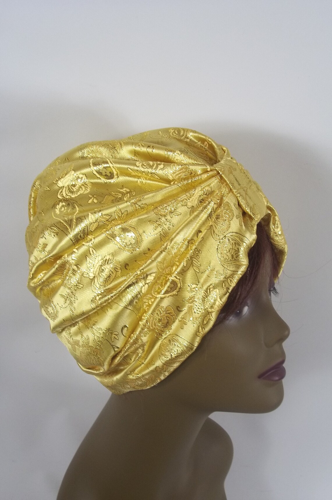 Gold brocade fashion turban hat designer dressy turban | Etsy