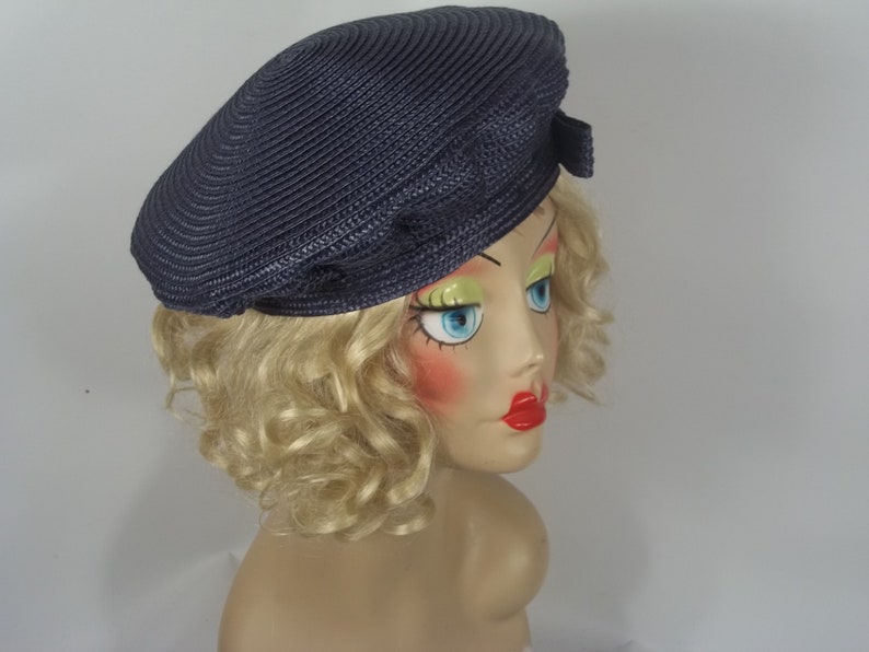 Straw Beret Blue Beret Designer Beret Bow Beret French - Etsy