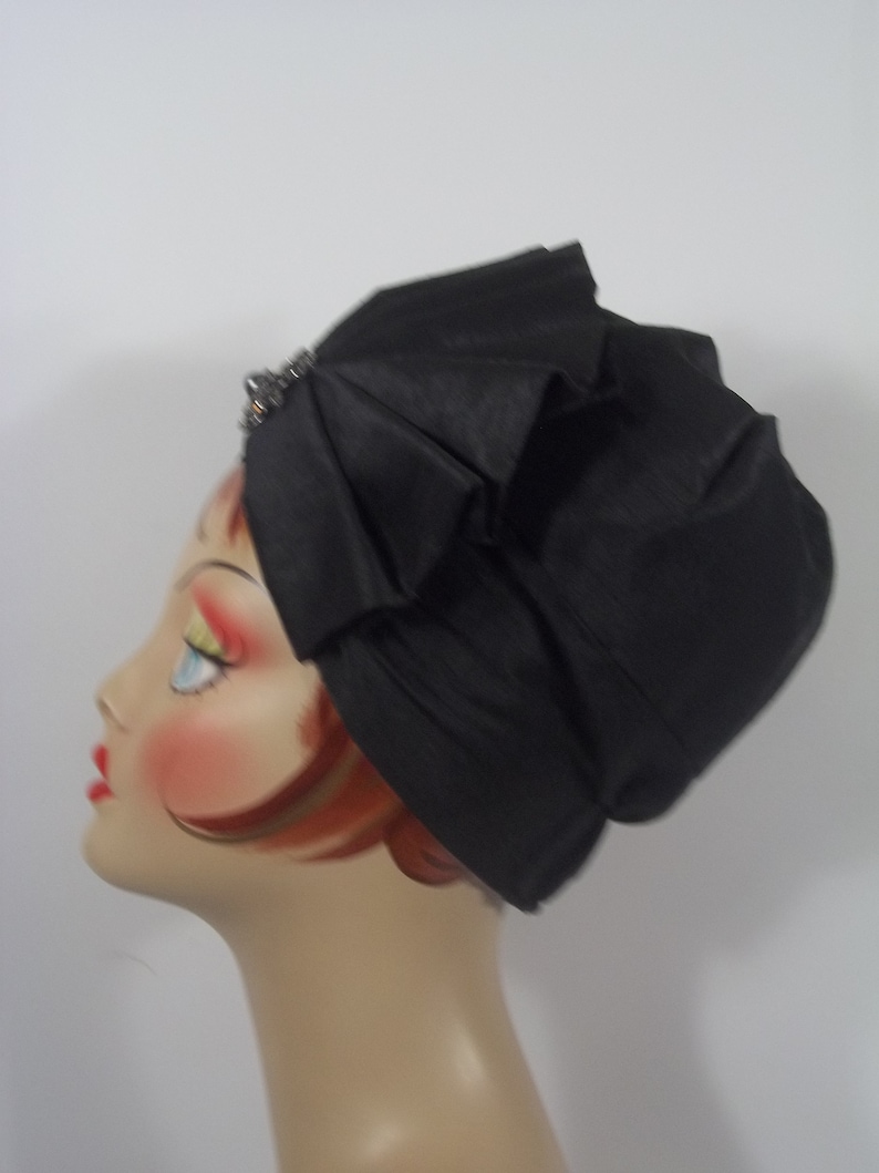 Faux Silk, Tall, High, Turban, Dressy, Black, Fashion, Turban, Church ...