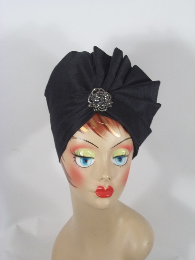 Faux Silk, Tall, High, Turban, Dressy, Black, Fashion, Turban, Church ...