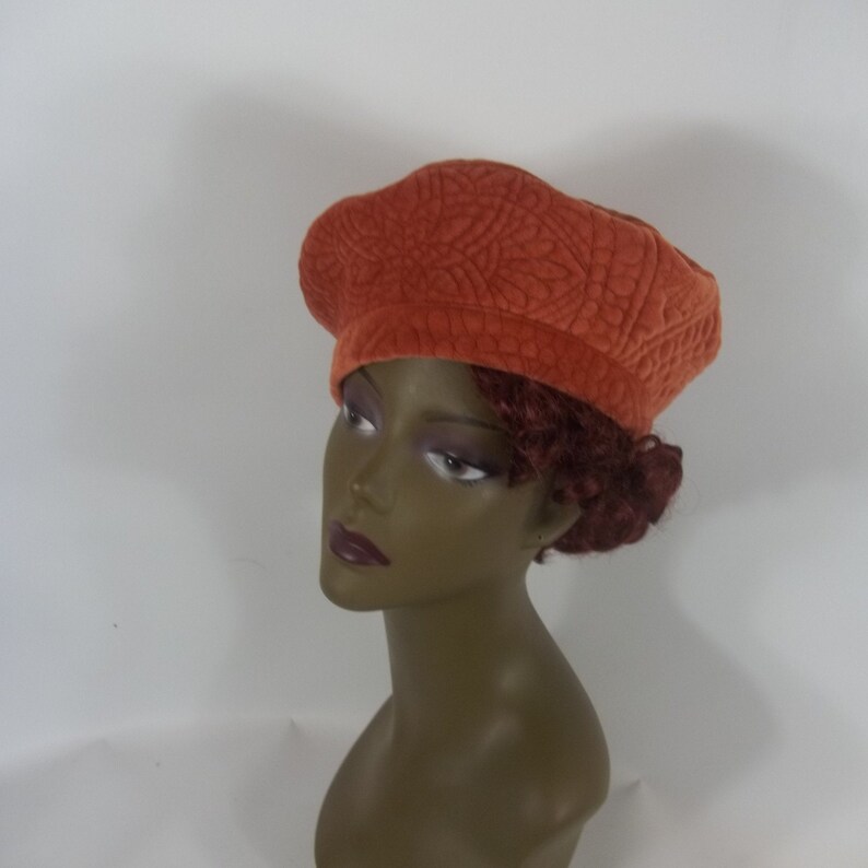 Velvet Quilted, Beret, Rust Orange, Beret, Hat, Fashion Beret, Designer ...