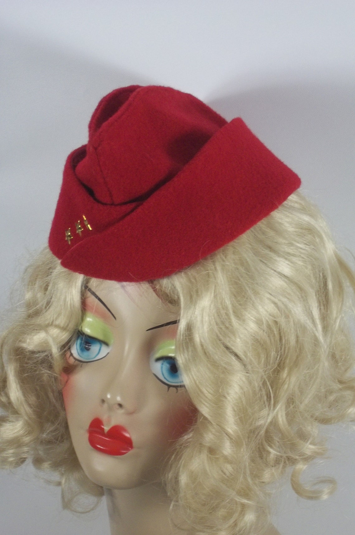 Wool 1940s Garrison Cap Hat Red Military Hat Side Cap - Etsy