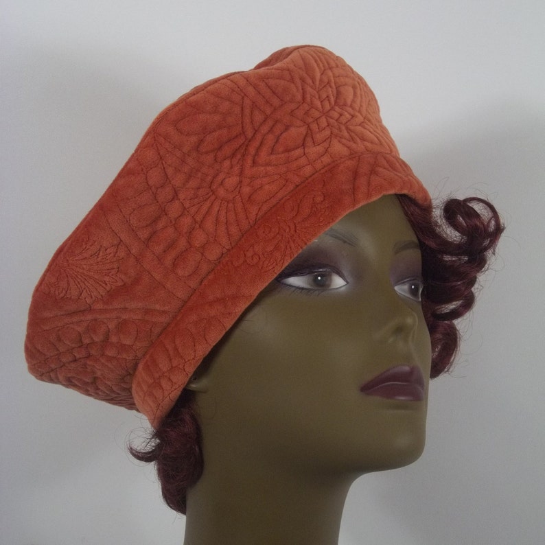 Velvet Quilted, Beret, Rust Orange, Beret, Hat, Fashion Beret, Designer ...