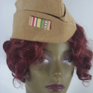 1940s Style, Garrison Cap, Cotton Canvas, Beige Brown, Military Hat ...