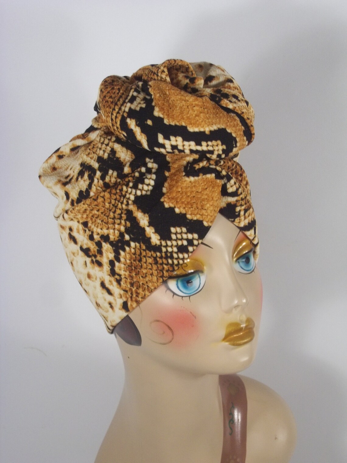 Poly Stretch Knit Snakeskin Turban Hat Women Ladies - Etsy