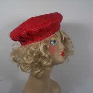 Straw Beret, Red Beret, French Beret, Straw, Bow Beret, Vintage Style ...