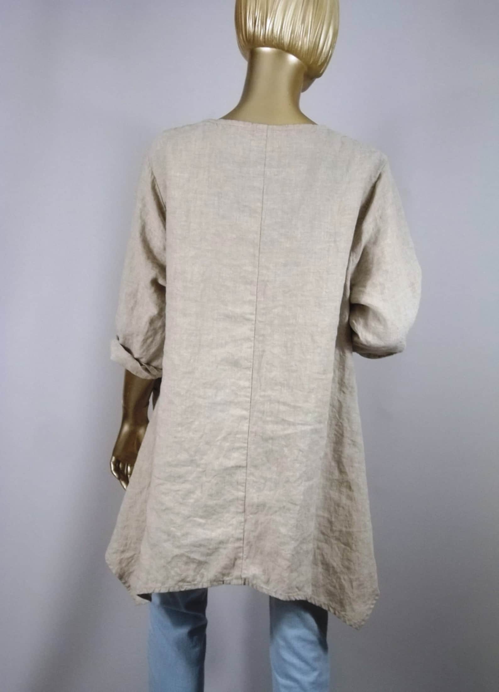 Linen Flax Washed Tunic Lagenlook Beige Plus Size - Etsy