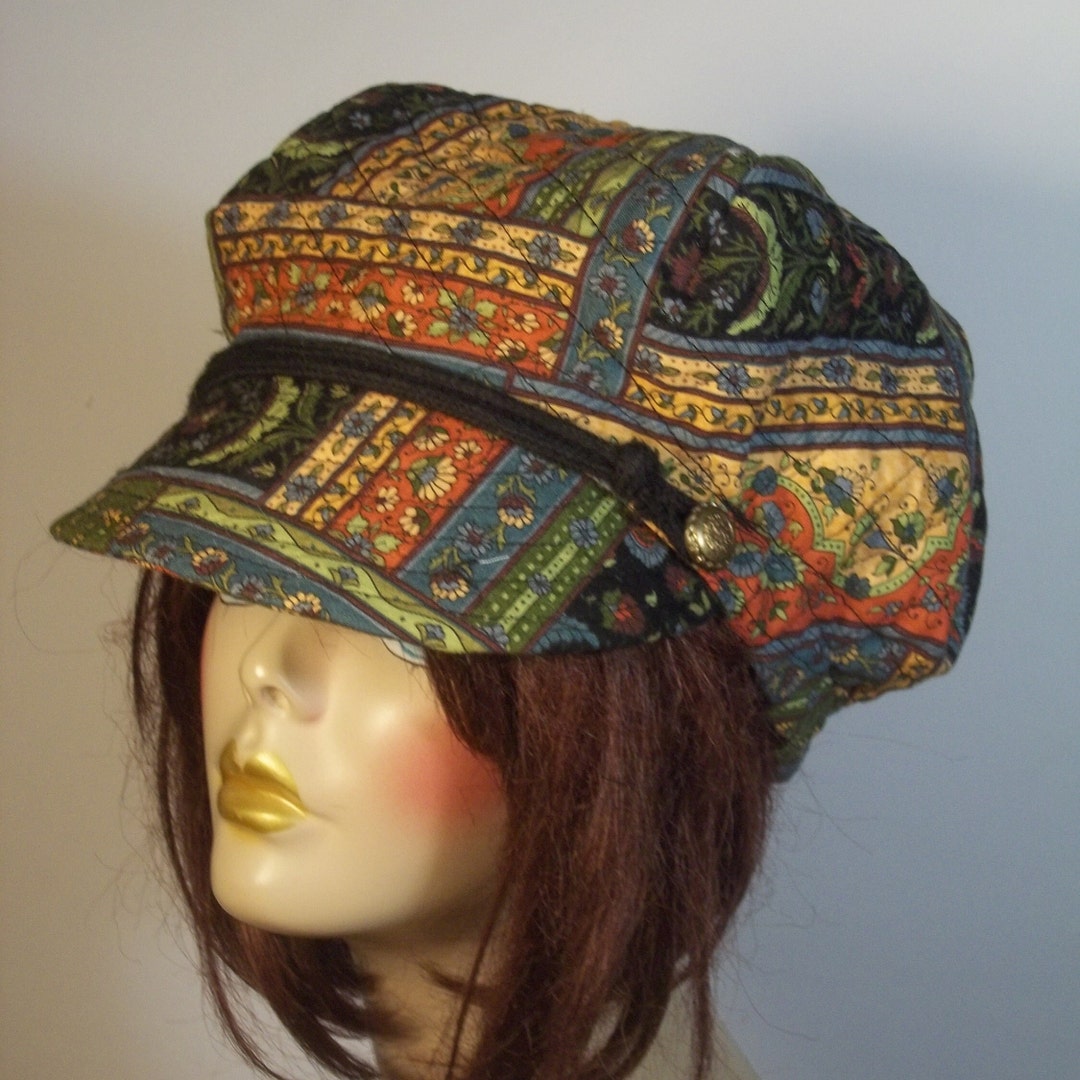 Newsboy Cap, Quilted, Patchwork, Cotton, Women's, Fashion, Hat, Floral ...