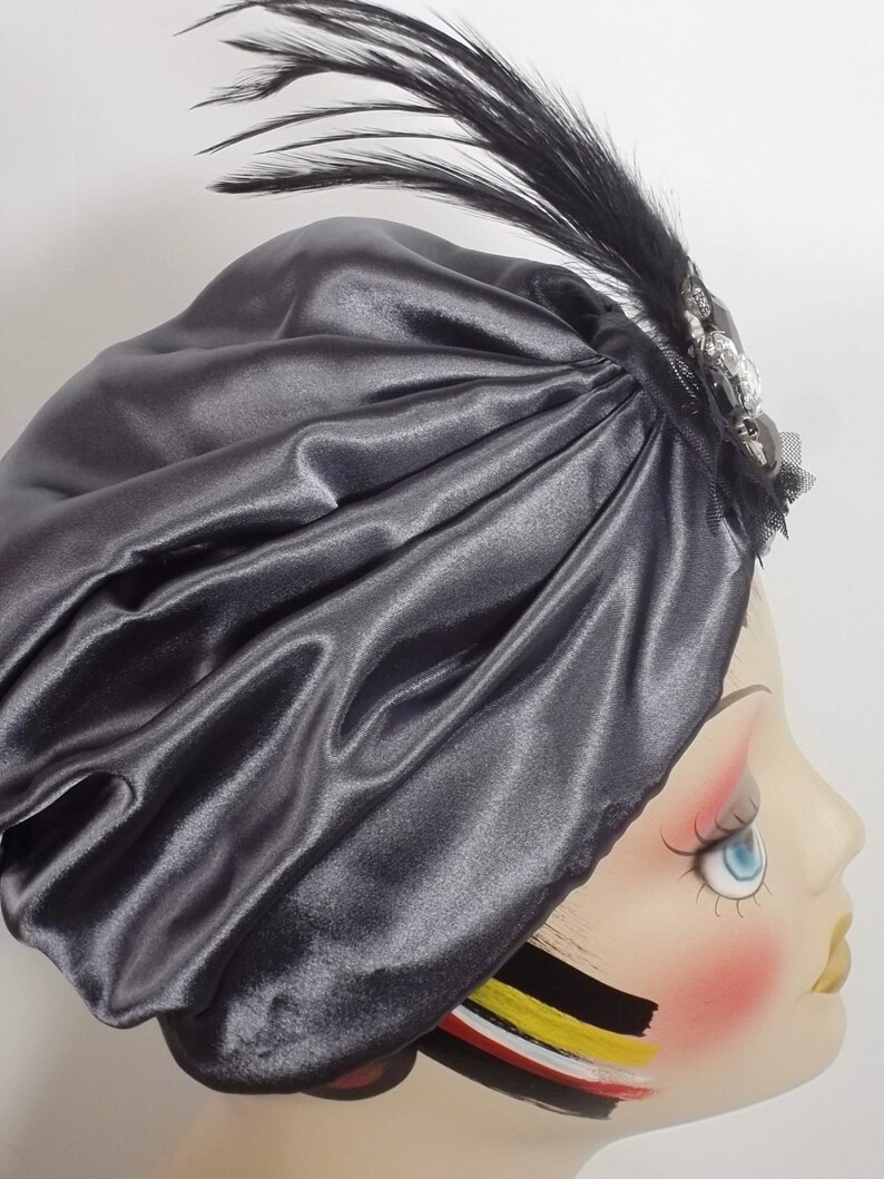 Silky Satin, Fashion, Turban, Gray, 1920s, Art Deco, Turban, Dressy ...