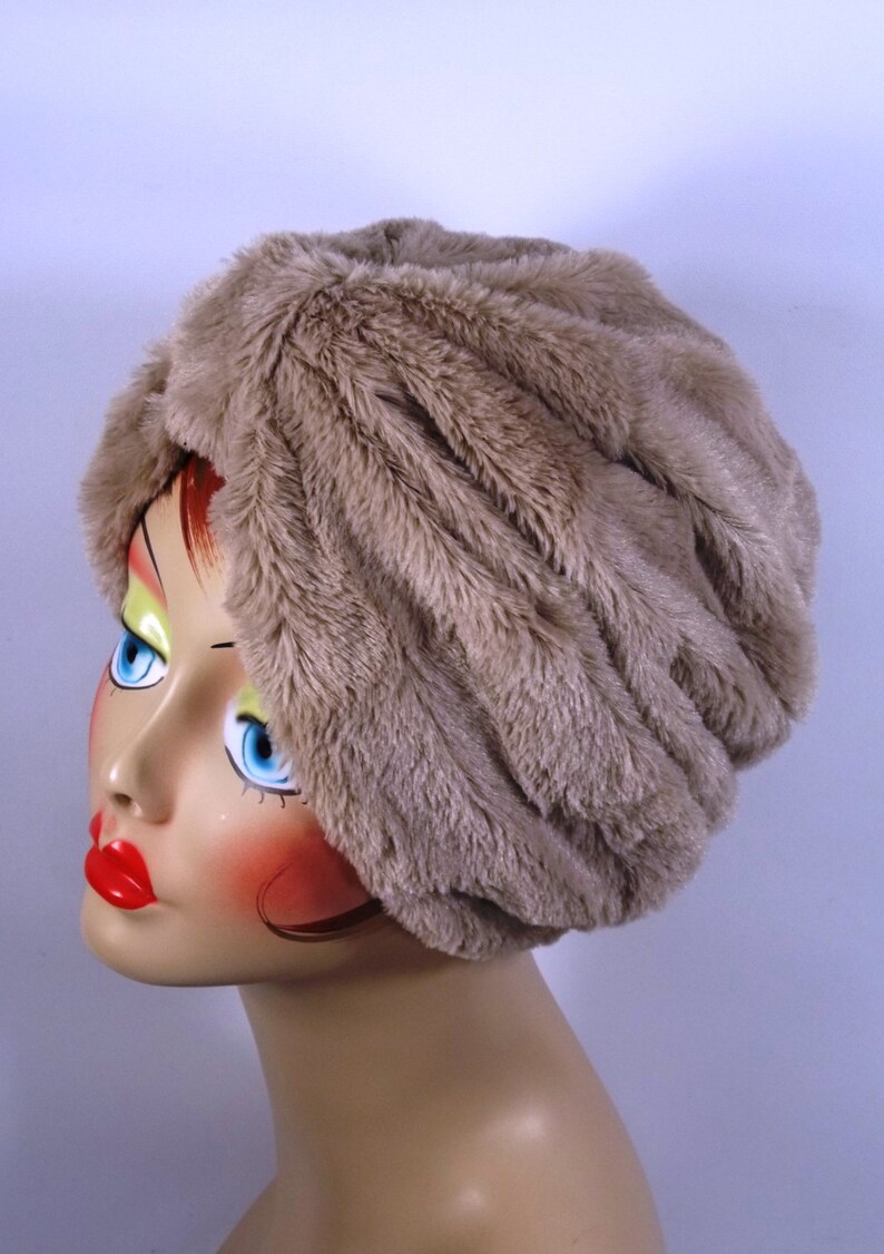 Faux fur winter turban hat beige fashion turban women | Etsy