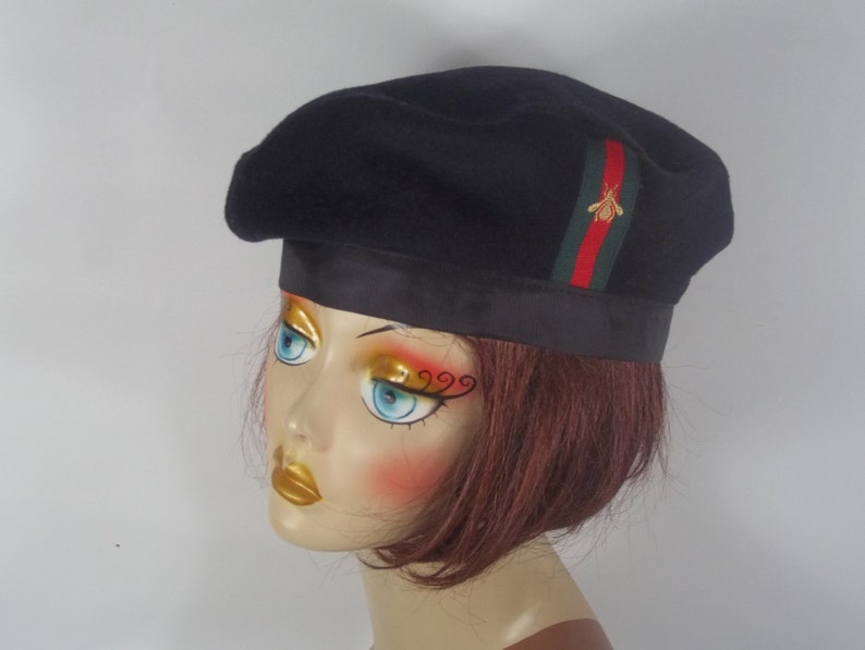 Wool beret black designer beret fashion beret vintage | Etsy