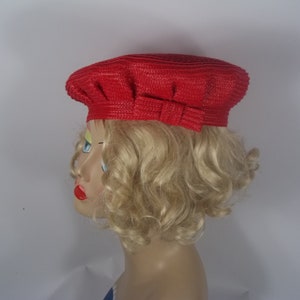 Straw Beret, Red Beret, French Beret, Straw, Bow Beret, Vintage Style ...